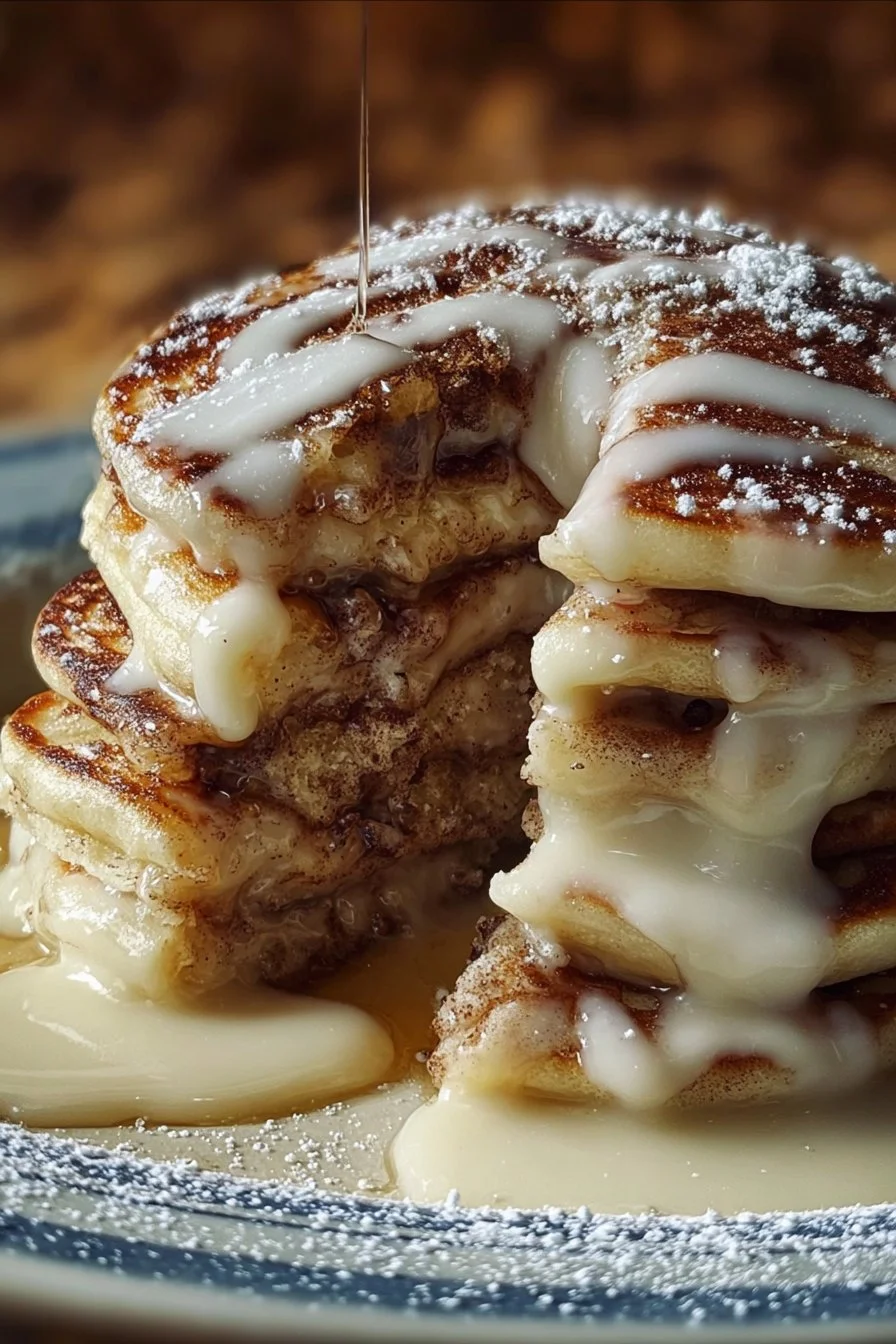 Cinnamon Roll Stuffed Pancakes