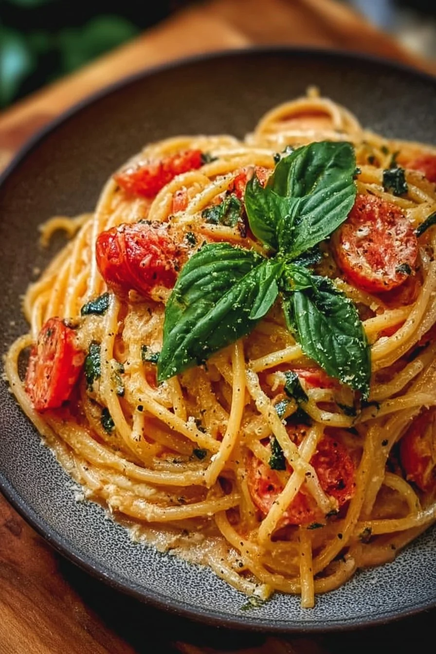 Creamy Basil Tomato Pasta Delight