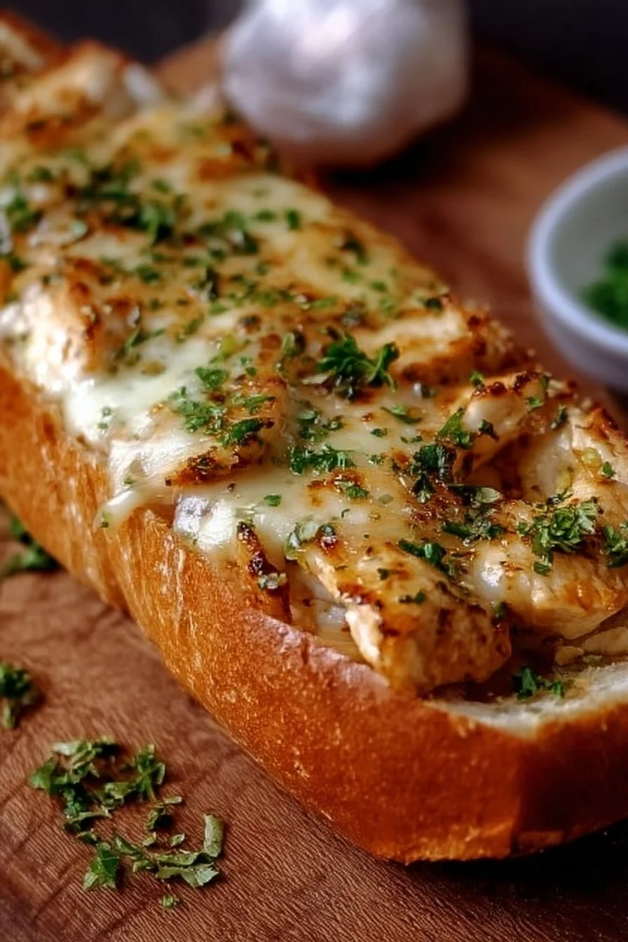 Cheesy Chicken Garlic Bread Sandwich