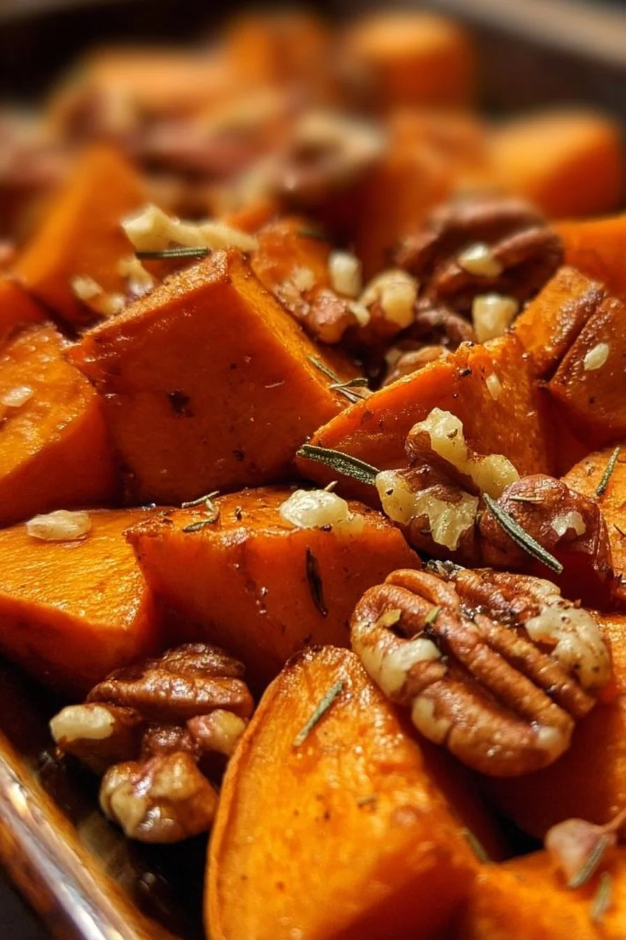 Delicious Walnut Maple Roasted Sweet Potatoes