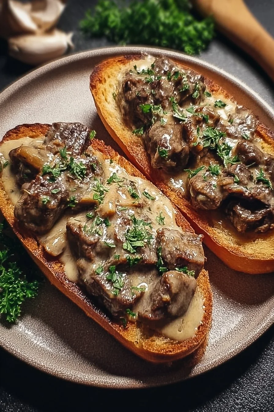 Beef Stroganoff French Bread Toast