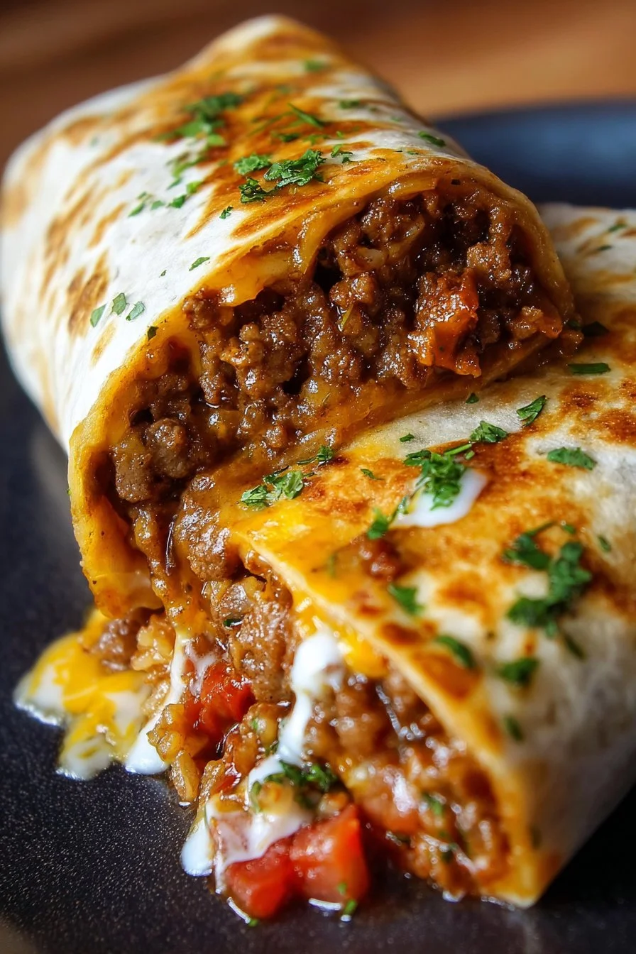 Cheesy Beefy Burrito Delight