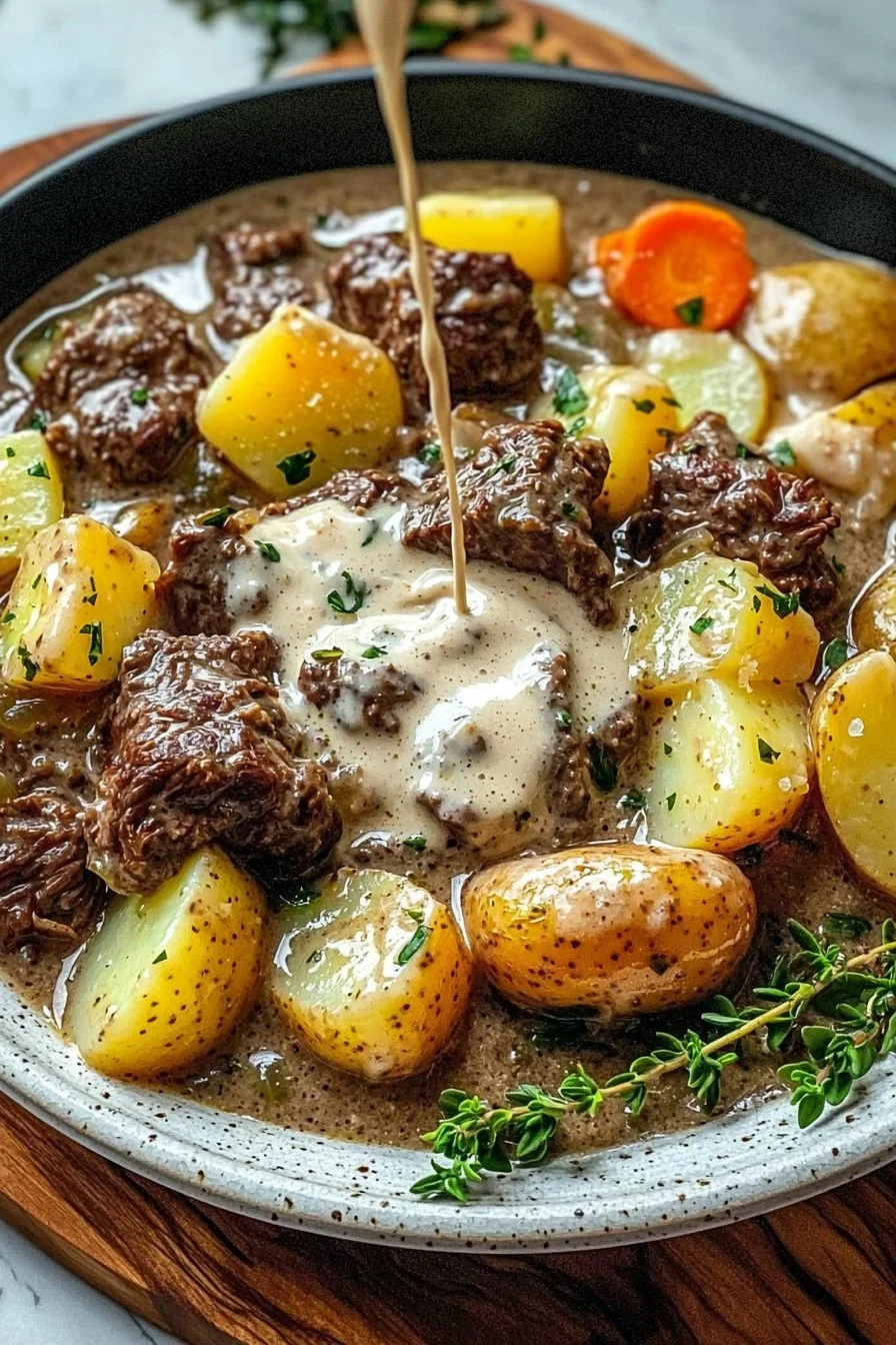 Cozy Slow Cooker Creamy Dijon Beef Stew